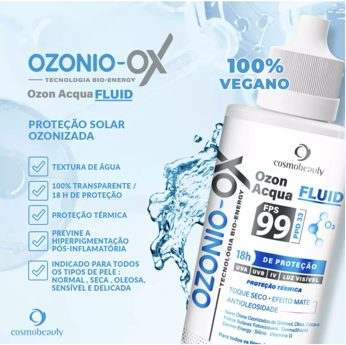 Ozonio-Ox Ozon Acqua Fluid PROTETOR SOLAR OZONIZADO FPS 99 COSMOBEAUTY – Derma Beauty Usa