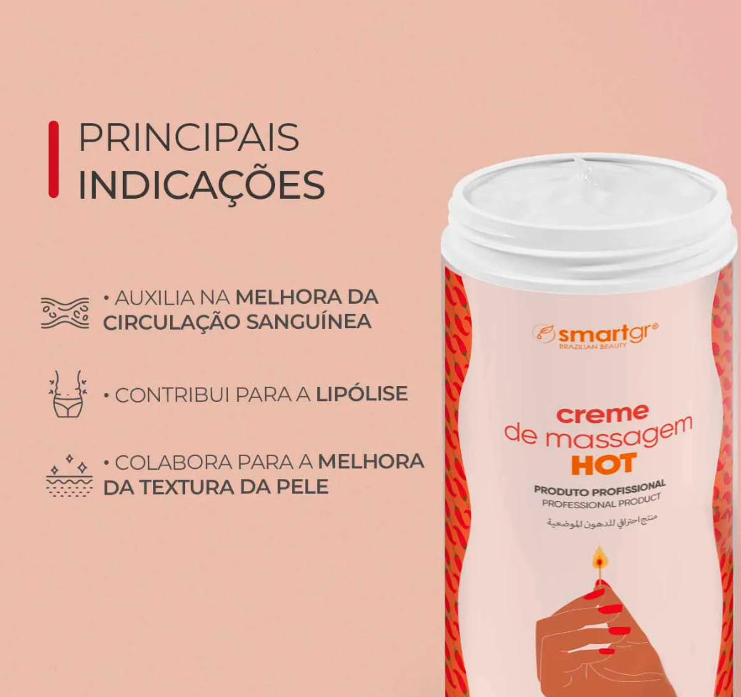 Creme de Massagem Profissional Hot Pimenta Negra e Cafeina( Drenagem L ...